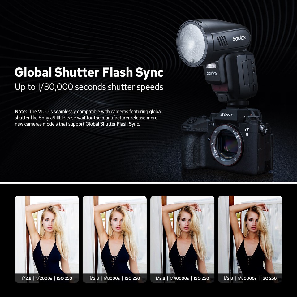 Godox V100S TTL 2.4G HSS Round Head Flash Speedlite for Sony Camera+X3 ...