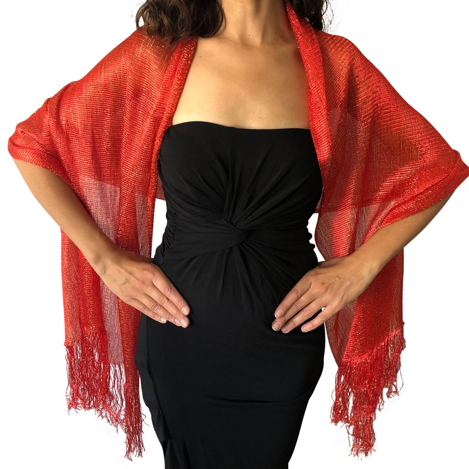 Central Chic Shimmer Sparkly Shawl Stole Scarf Wrap For Weddings Proms ...