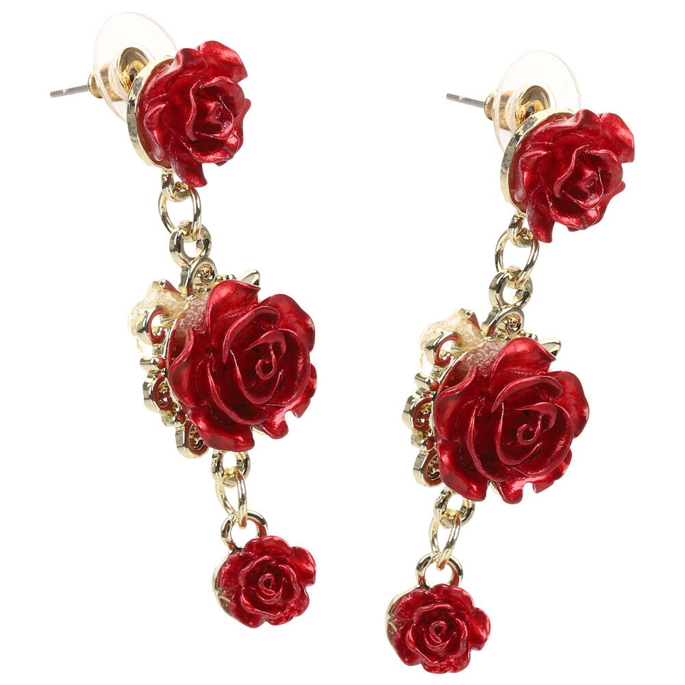 Rose Jewelry Red Dangle Earrings for Women Women’s Vintage Flower | eBay