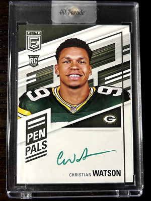 Christian Watson 2022 Elite Pen Pals ON CARD SSP Auto! /5? Green Ink ...