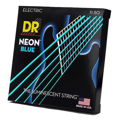 DR Strings Hi-Def Neon Blue Colored Electric Guitar Strings: Heavy 11 ...