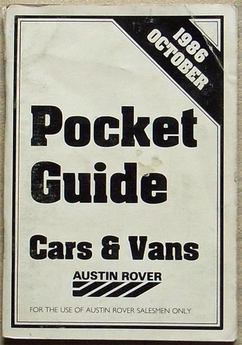 AUSTIN ROVER Car Van Salesmans Pocket Product Guide Oct 1986 MINI Metro ...