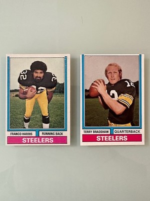 1974 Topps #220 Franco Harris and #470 Terry Bradshaw Lot of (2) EX/MT ...