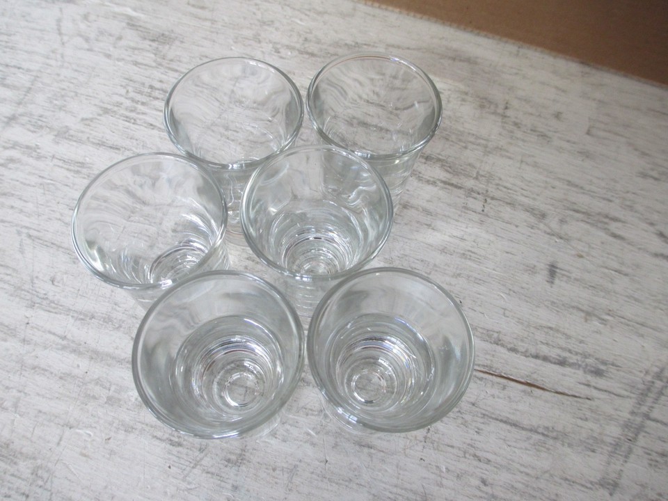 Set of 6 Clear Glass Heavy Bottom/Thick Side Flared Tall Shot Glasses 2 ...