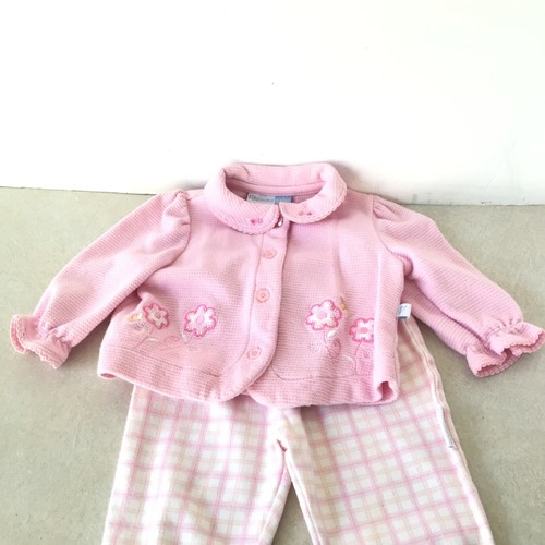 Vitamins Baby Girls Outfit Pink Top With Flowers Plaid Pants 3-6 Months ...