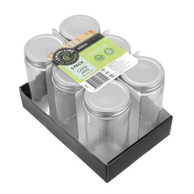 6 x Glass Conserve Jar 500ML Silver Lid Honey Jam Lolly Storage ...