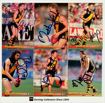 1994 Select AFL Personally Autographed Trading cards Team Set Richmond ...
