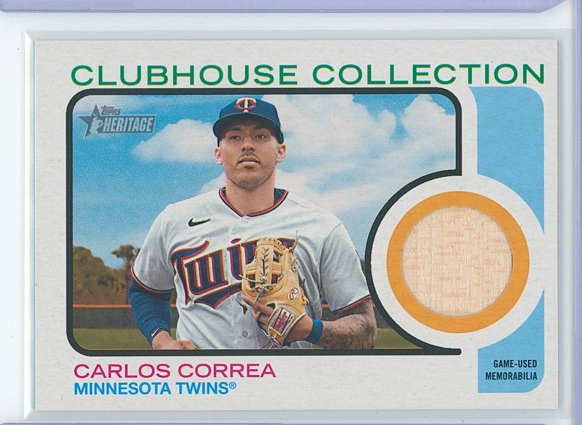 Carlos Correa 2022 Heritage High Number Clubhouse Collection BAT Relic ...