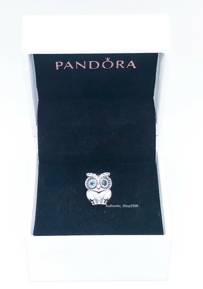 NEW Authentic PANDORA 925 SS Blue Eyes Sparkling Owl Charm Pendant ...