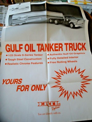 Vintage ERTL Gulf Oil Tanker Truck Poster 35" x 24" | eBay