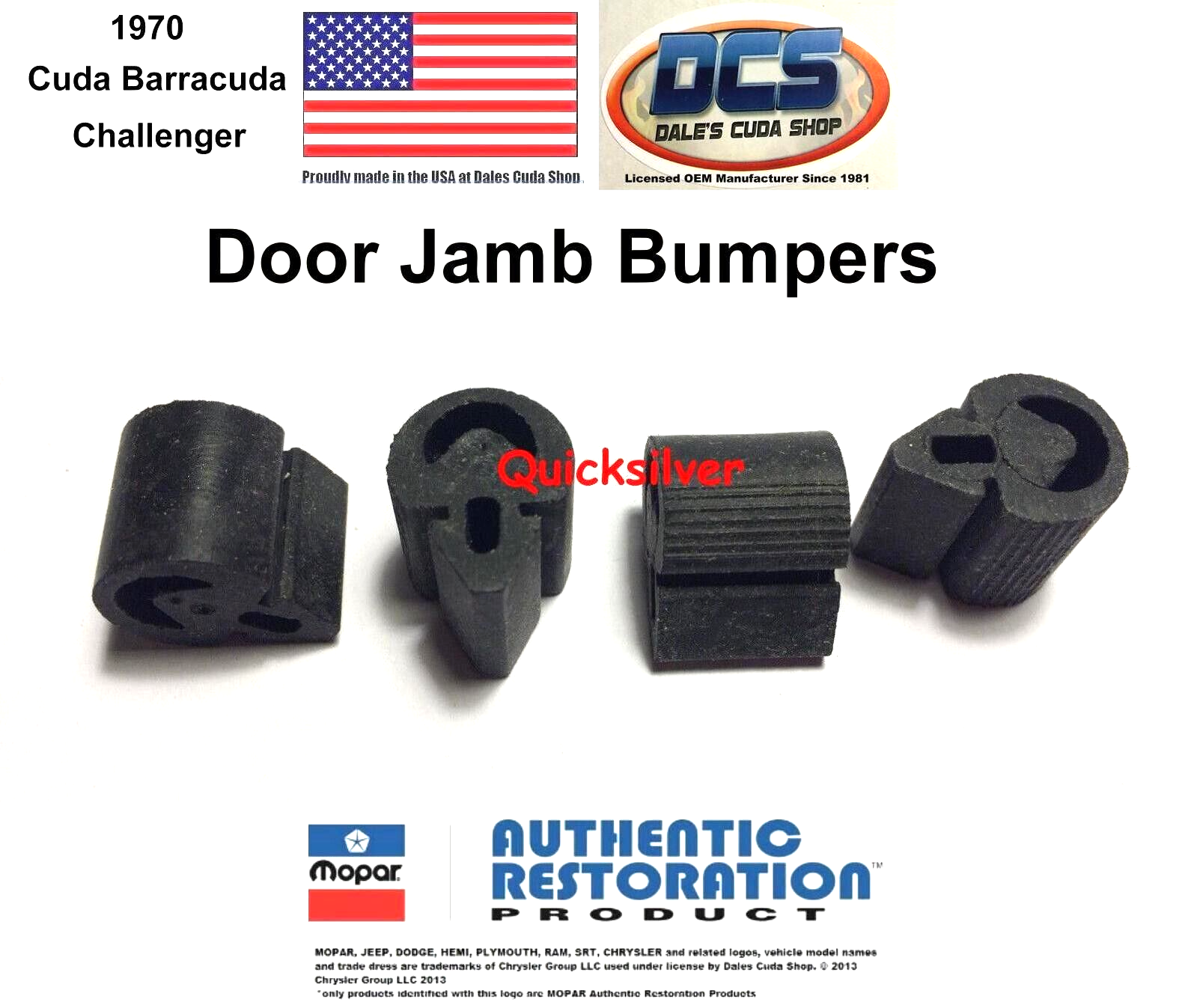 1970 Challenger Cuda Concourse Door Jamb Rubber Bumper 2255231 New ...
