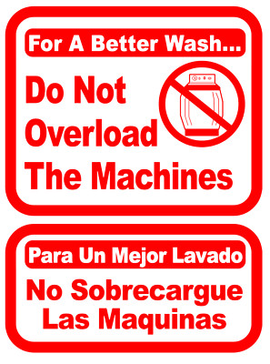 'Better Do Not Overload' Laundromat Overlay Self-Adhesive Sticker FREE ...