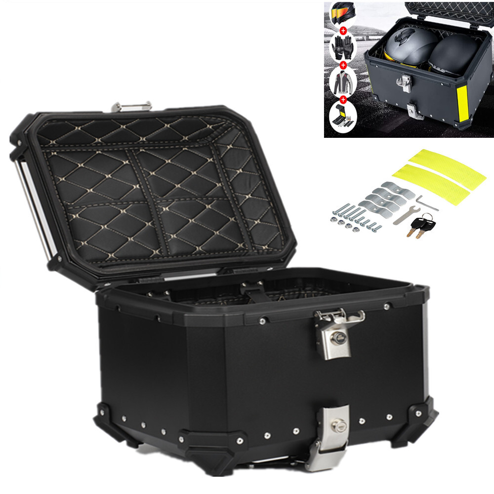 65L Motorcycle Top Box Aluminum Scooter Trunk Tour Tail Box Case ...