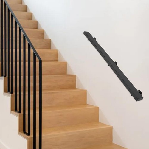 5FT Modern Rectangle Stair Railing Kit Stainless Steel Stair Handrail ...