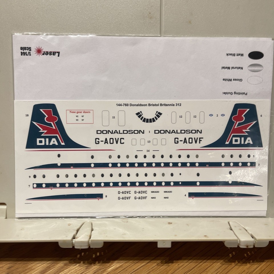 1/144 scale model airliner decals 26 Decals Donaldson Bristol Britannia ...