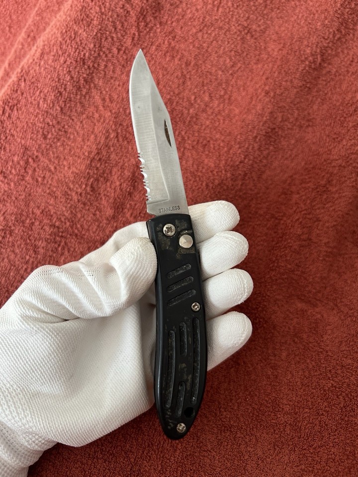 CLAP FOLDING KNIFE WITH SPRING, SAW AND RELEASE BUTTON VINTAGE | eBay