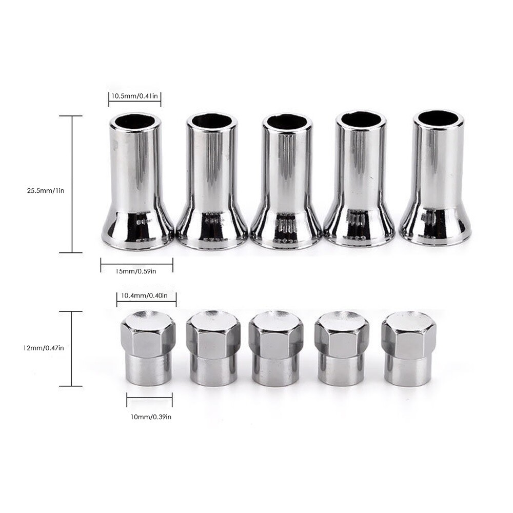 4x Silver Chrome Valve Stem Caps Covers + Sleeves Chromies Car/Bicycle ...