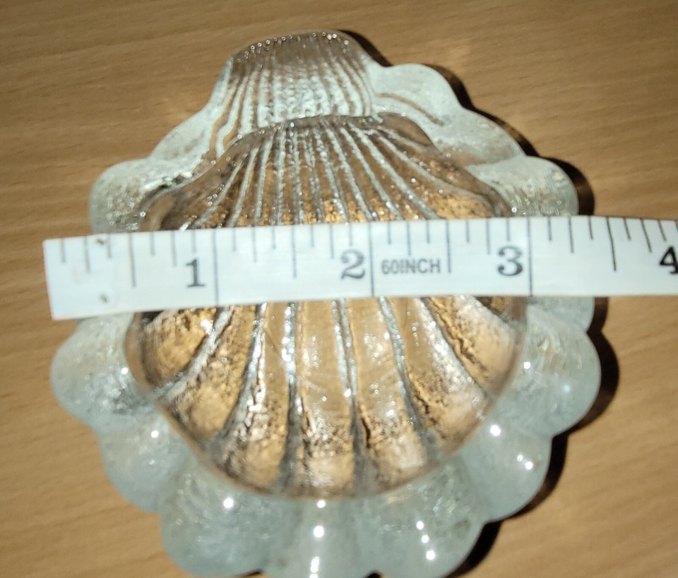 Set of 2 Vintage Clear Sea Shell Glass Condiment Dishes Excellent Shape ...