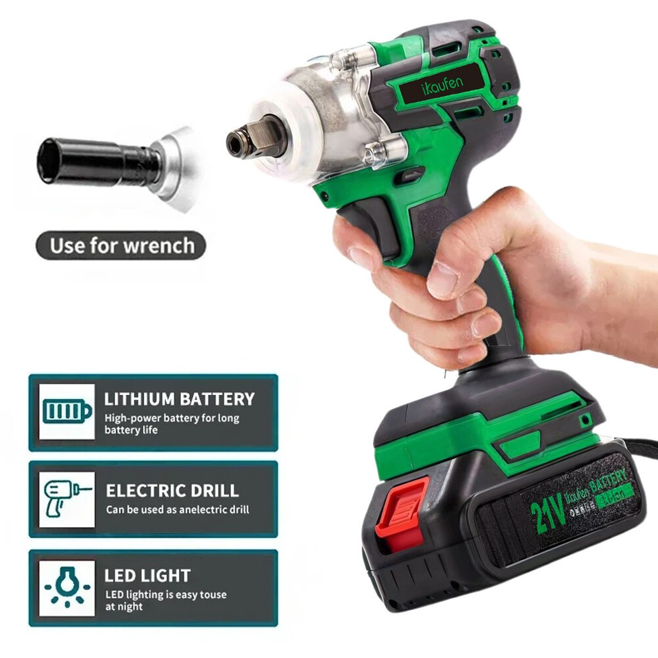 1/2" Electric Impact Wrench Brushless High Toque Wrench Tool Set Li-ion ...