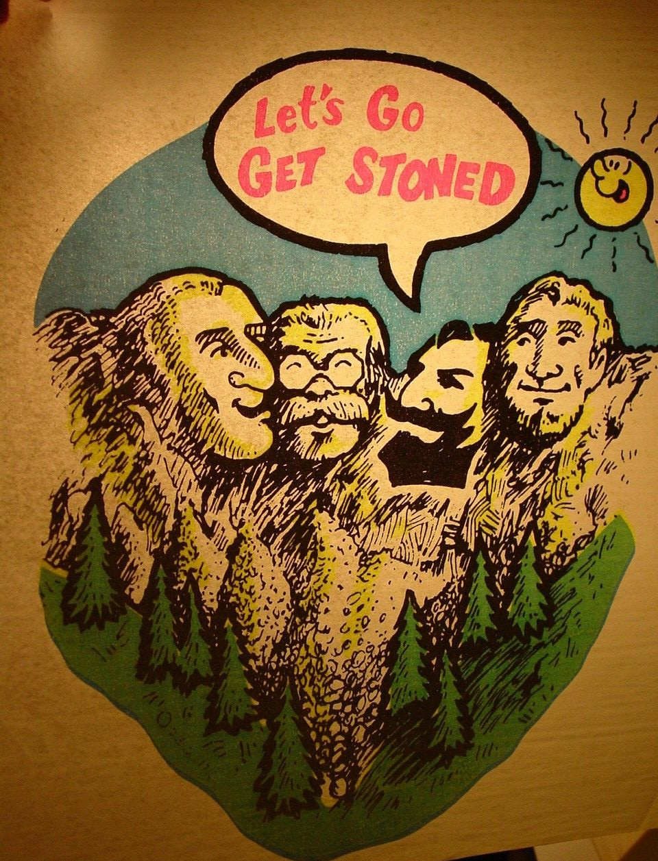 LET'S GO GET STONED VINTAGE 1970's HEADSHOP IRON ON T… - Gem