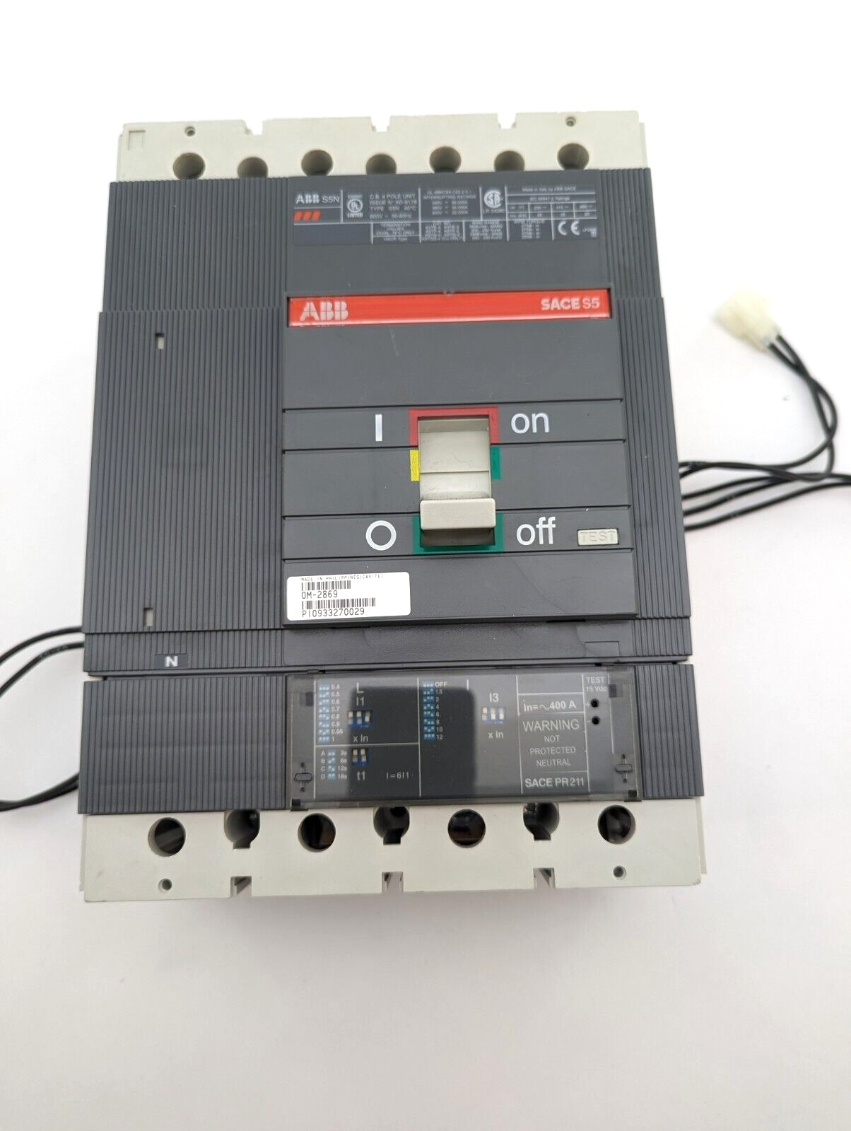 ABB S5N SACE S5 Circuit Breaker 400A 4P 600V 3PH PR211 Trip Unit 400 ...