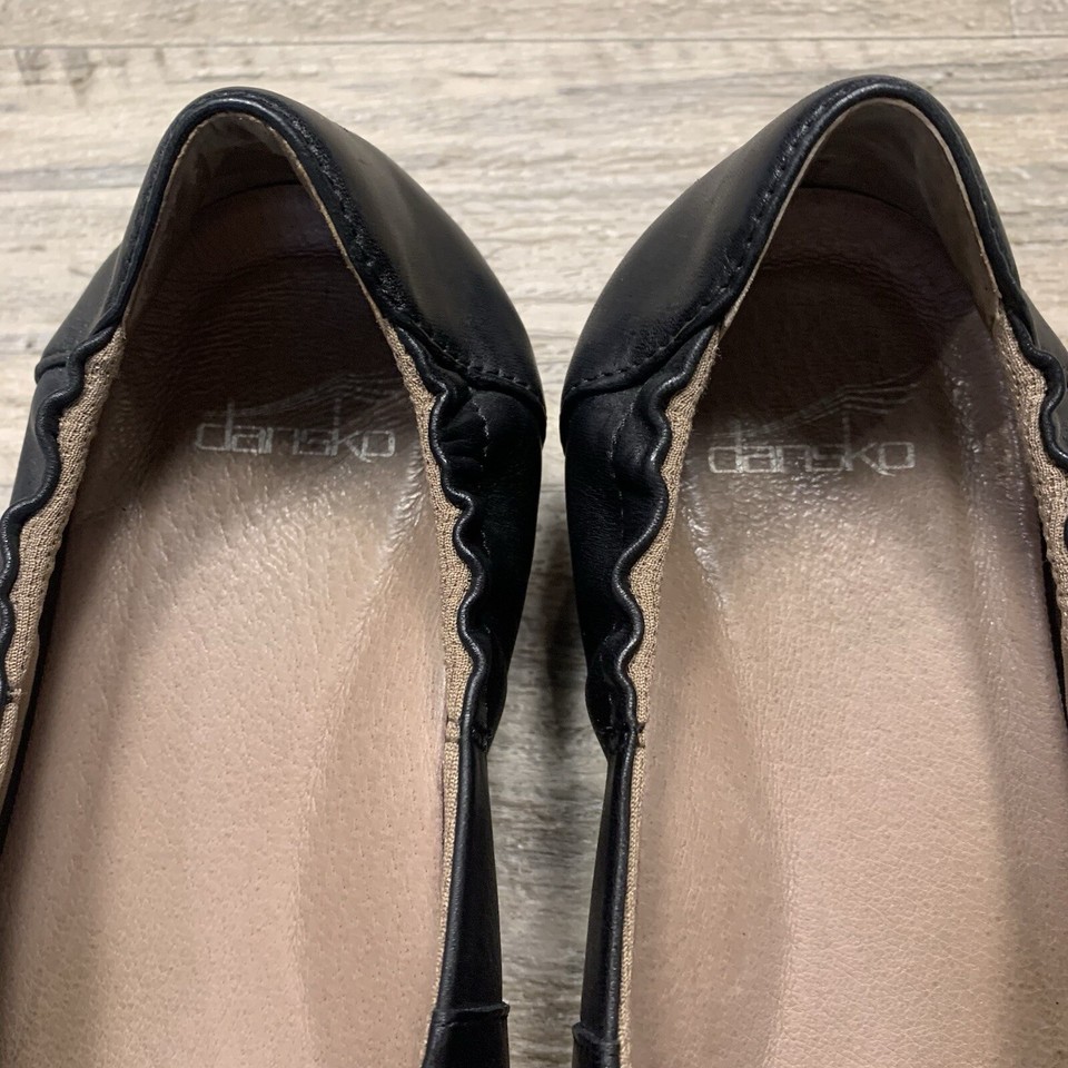 Dansko Kira Black Leather Ballet Flats Size EU 37 US 6 Block Heel ...