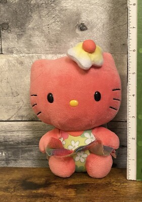 TY Hello Kitty Sanrio Pink Hawaiian Bathing Suit Tutu Flower Plush ...