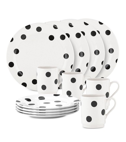 Kate Spade All In Good Taste Deco Dot 12 Piece Dinnerware Set Service ...