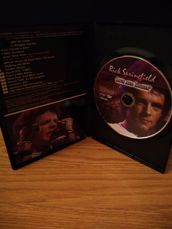 Rick Springfield DVD + Insert 1982 Live And Kickin' RARE OOP Sound City ...