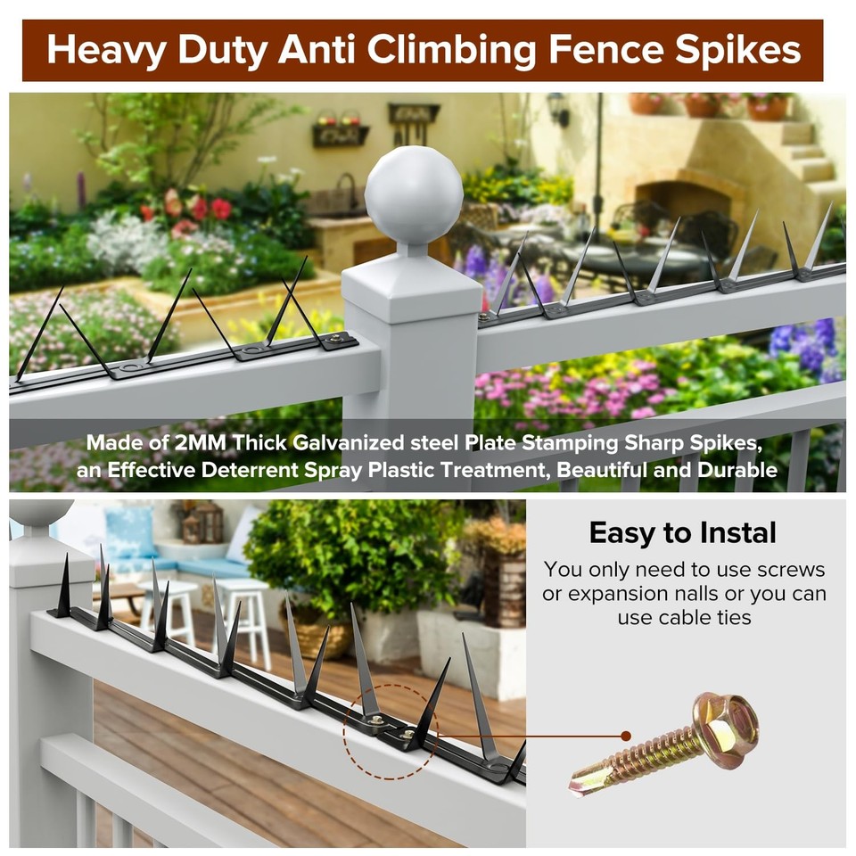 Intruder Deterrent Fence Wall Spikes, Outdoor Rust Proof Anti Climbing ...