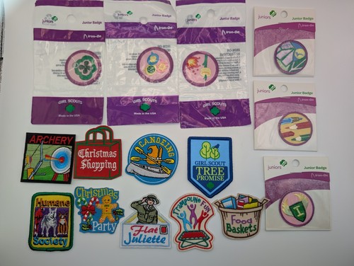 Girl Scout Junior Badges Iron On Patch camper jeweler cookie collab lot ...