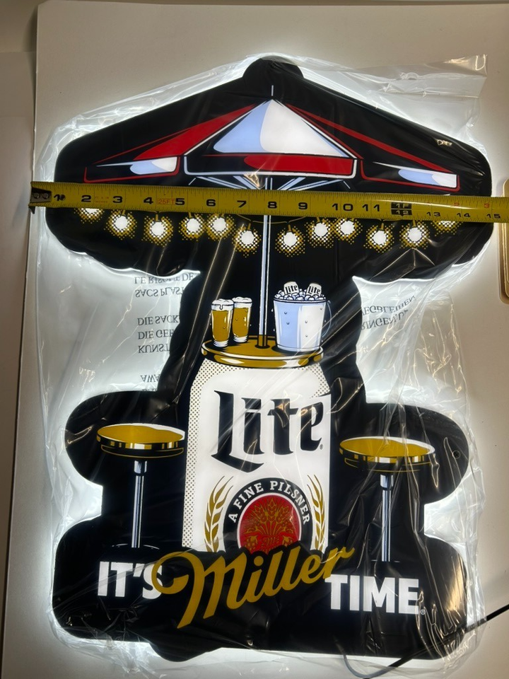 Miller Lite LED Sign Its Miller Time Rare Light Up Sign 19.5" x 15" Man ...