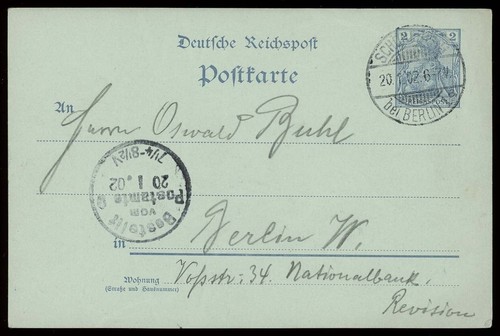D. Reich Kleinbuchstabenstempel SCHÖNEBERG bei BERLIN 1902 Germania ...