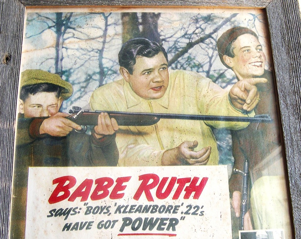 Rare Babe Ruth Remington DuPont Original Window Poster Advertisement 15 ...