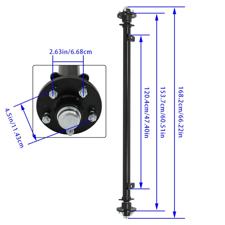LABLT 3.5K Trailer Axle 5lug Trailer, Cargo, Dump Utility Axle 3500lbs ...