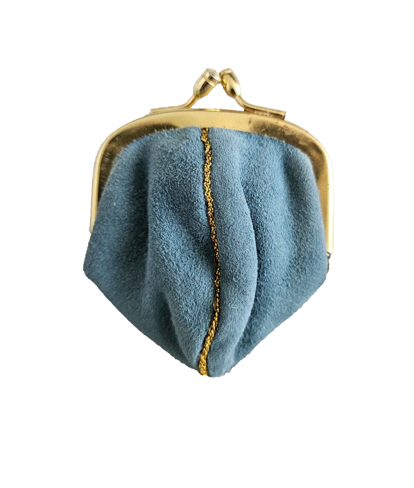 Vintage Mini Coin Purse Snap Closure Sueded/ Velvet Teal Blue Gold Trim ...