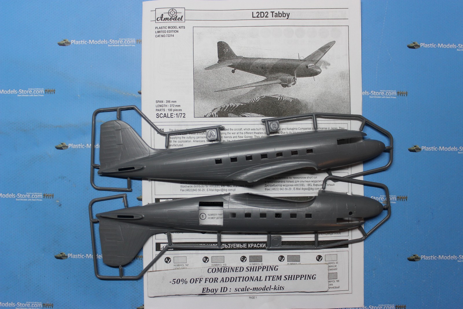 Amodel 72214 L2D2 "Taddy" Japan Transport model kit, 1/72 scale plastic ...