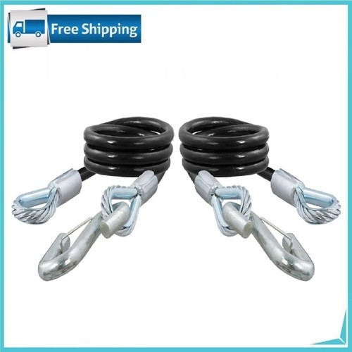 2pk Safety Cables w/Snap Hooks 7500 lbs Break Towing Secure Truck Boat ...