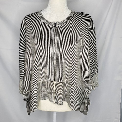 CABI cupid's cardi #3526 black striped boxy oversized sweater XS | eBay