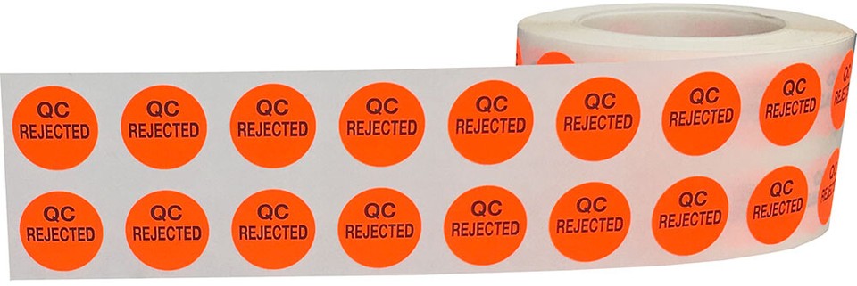 Quality Control QC Rejected Stickers, 1/2 Inch Round, 1000 Labels on a ...