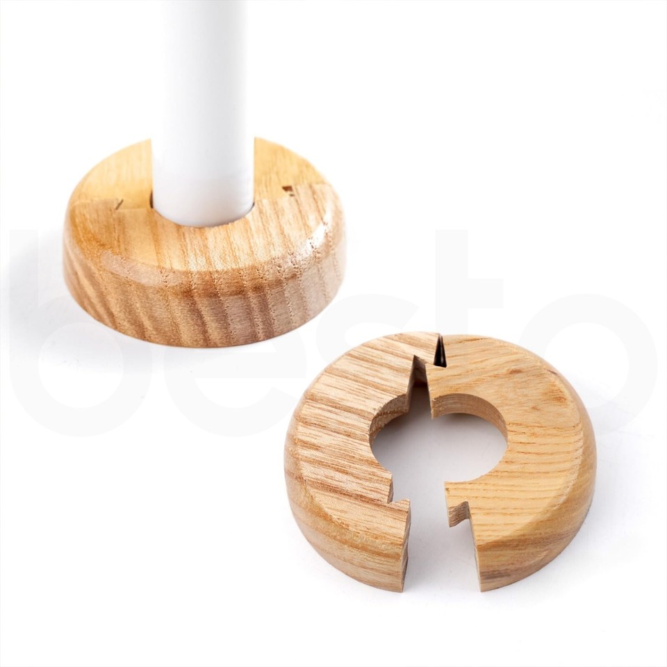 2/4 x Wooden Radiator Pipe Collars Radiator Cover Oak for 15-19mm Pipes ...