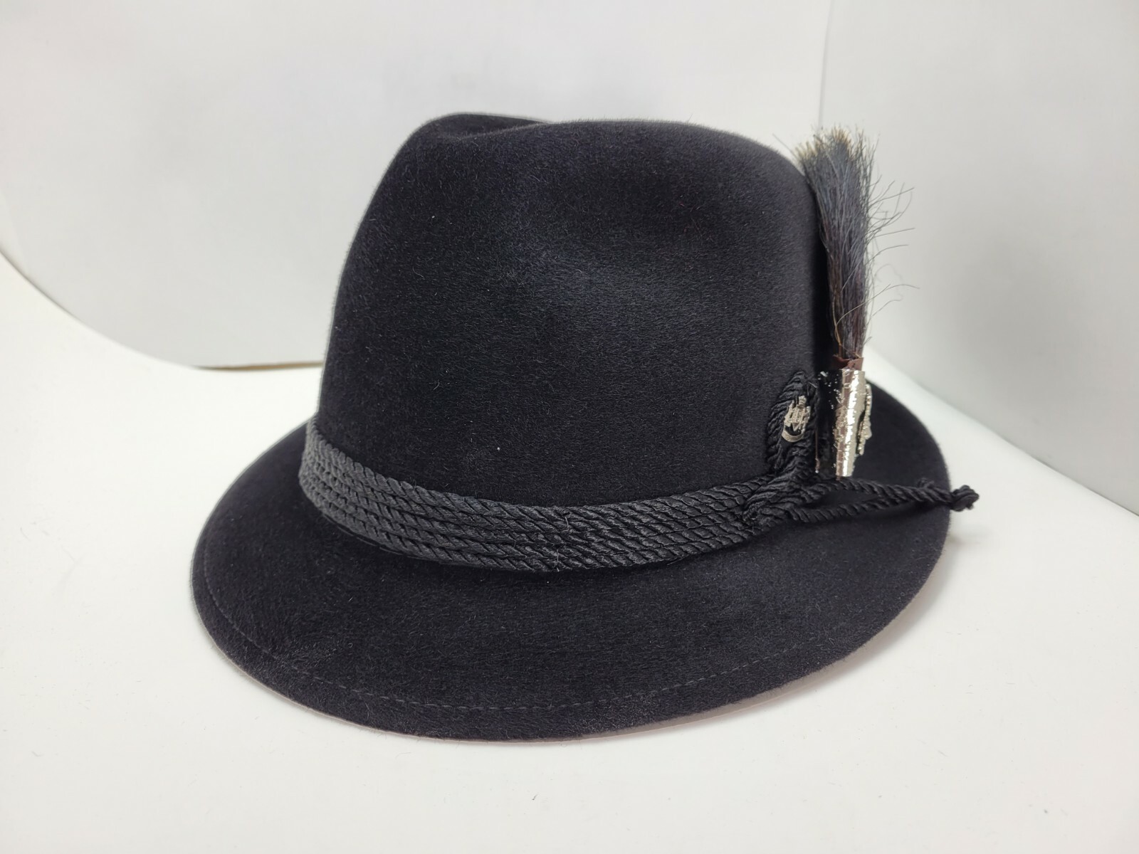 BILTMORE TYROLEAN FUR FELT HAT FEDORA BLACK SIZE 6 7/8 / 55 MADE IN USA ...