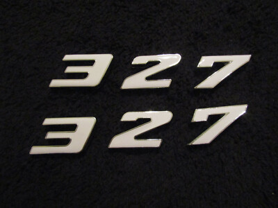 CHEVROLET 327 ENGINE ID FENDER HOOD SCOOP QUARTER TRUNK EMBLEMS - WHITE ...