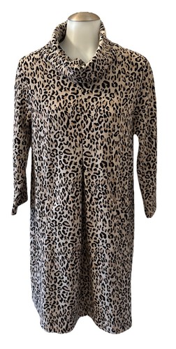 Tyler Boe Cheetah Leopard Animal Print Cowl Neck Swing Dress “M” Soft ...