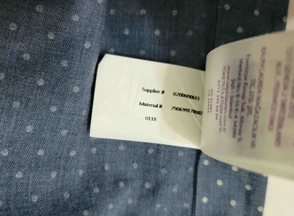 Ralph Lauren Purple Label Indigo Blue Cotton Shirt with White Dots - 16 ...