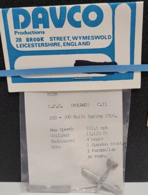DAVCO Prod. Military Miniatures - (NEW) 1/300th WW1 P228 Roland C.11 | eBay
