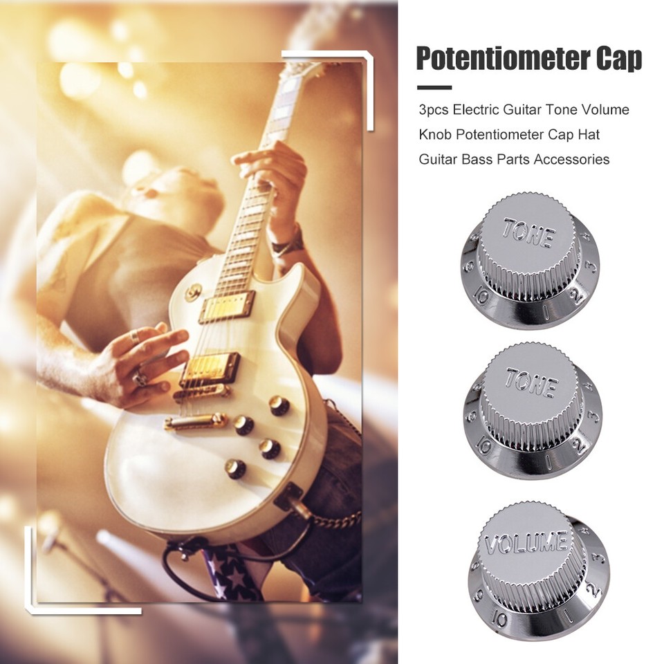 3pcs Electric Guitar Tone Volume Knob Potentiometer Cap Hat Guitar Bass ...
