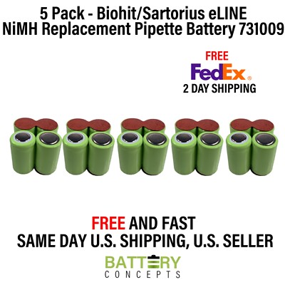 NEW 5 Pack Biohit/Sartorius eLINE Pipette NiMH Replacement Battery ...