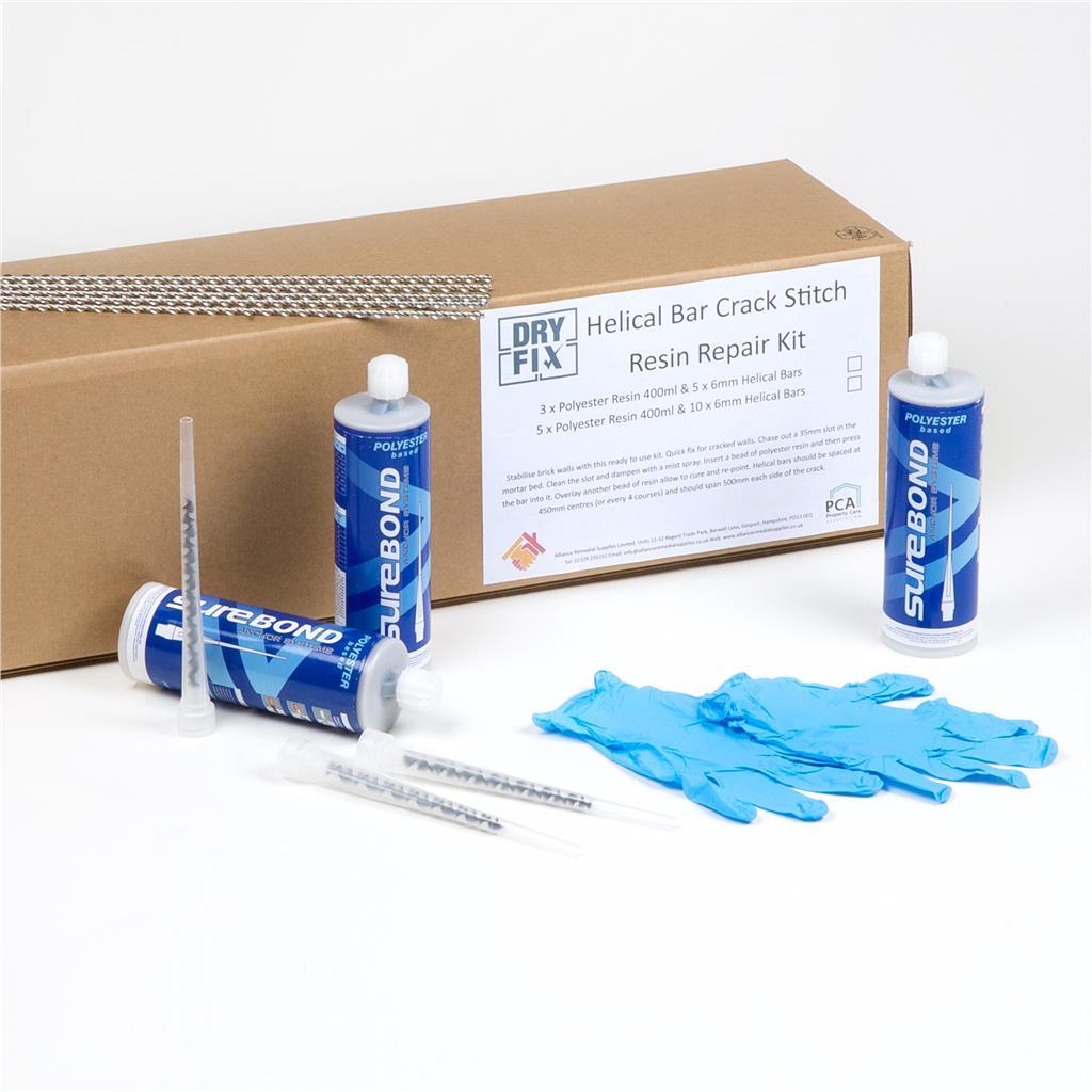 Helical Bar Crack Stitch Repair Pack 3x Polyester Resin & 5x 1mtr Bars ...