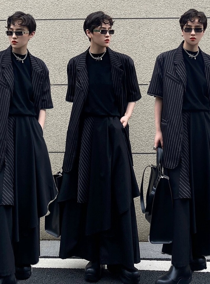 Japanese Street style Irregular Wide Leg Pants Women Loose Skirt Pants ...